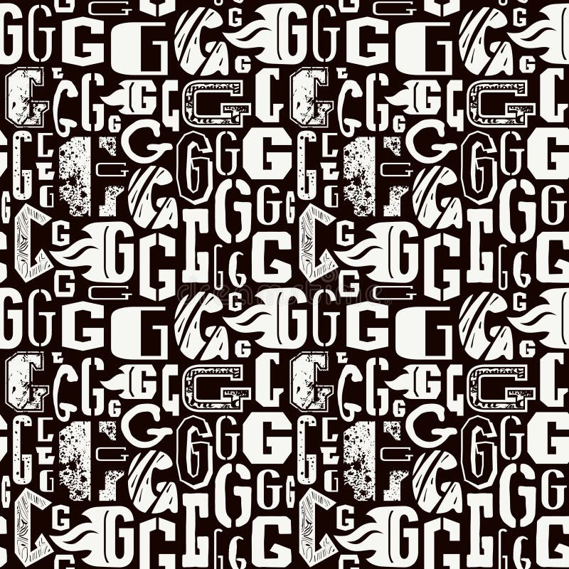 Seamless Pattern with Letters G in Typographic Style Stock Vector ...