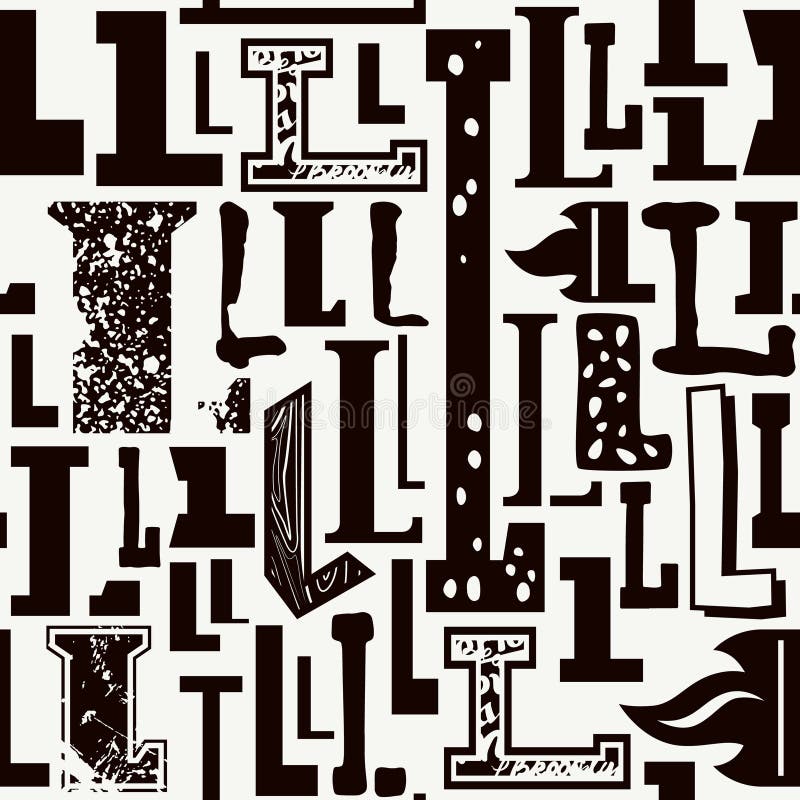 Seamless Pattern with Letters L in Typographic Style Stock Vector ...