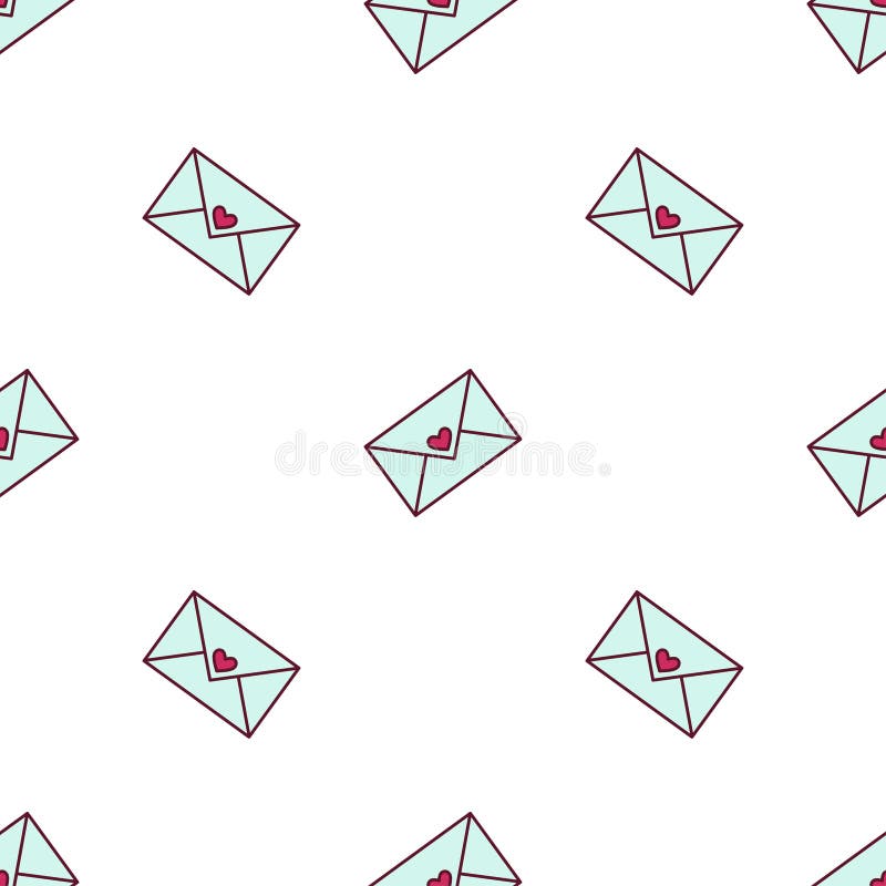Seamless Pattern with Letters of Love. Paper Envelope Decorated with a ...
