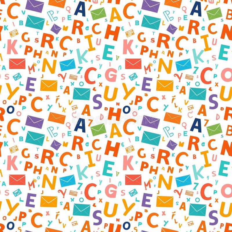 Seamless Pattern with Letters and Number Stock Illustration ...