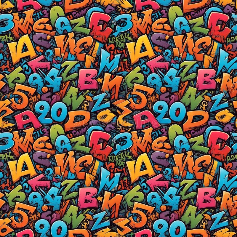 Seamless Pattern with Letters and Number Stock Illustration ...