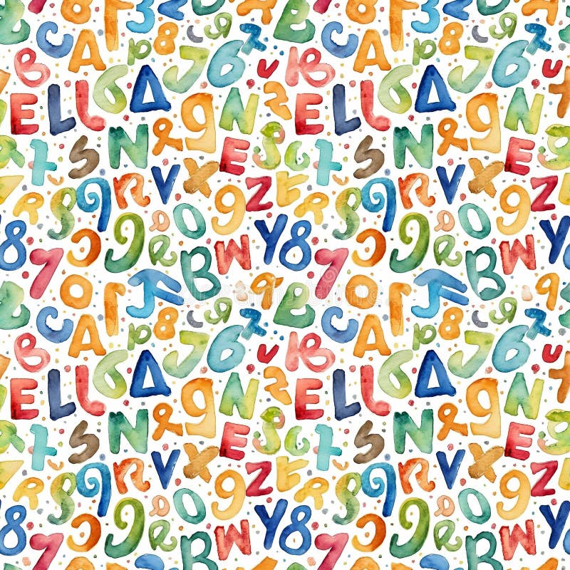 Seamless Pattern with Letters and Number Stock Illustration ...