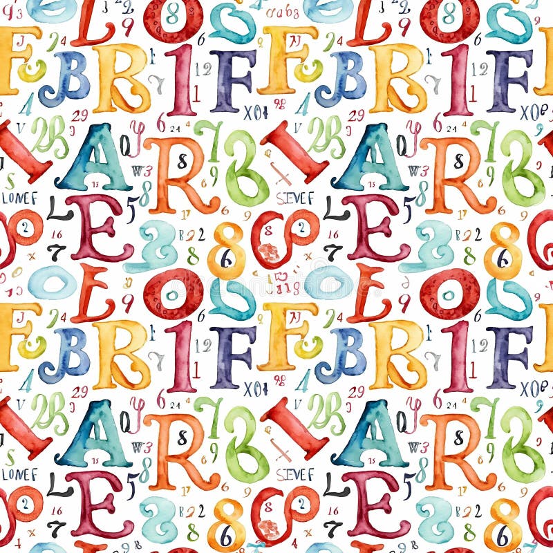 Seamless Pattern with Letters and Number Stock Illustration ...