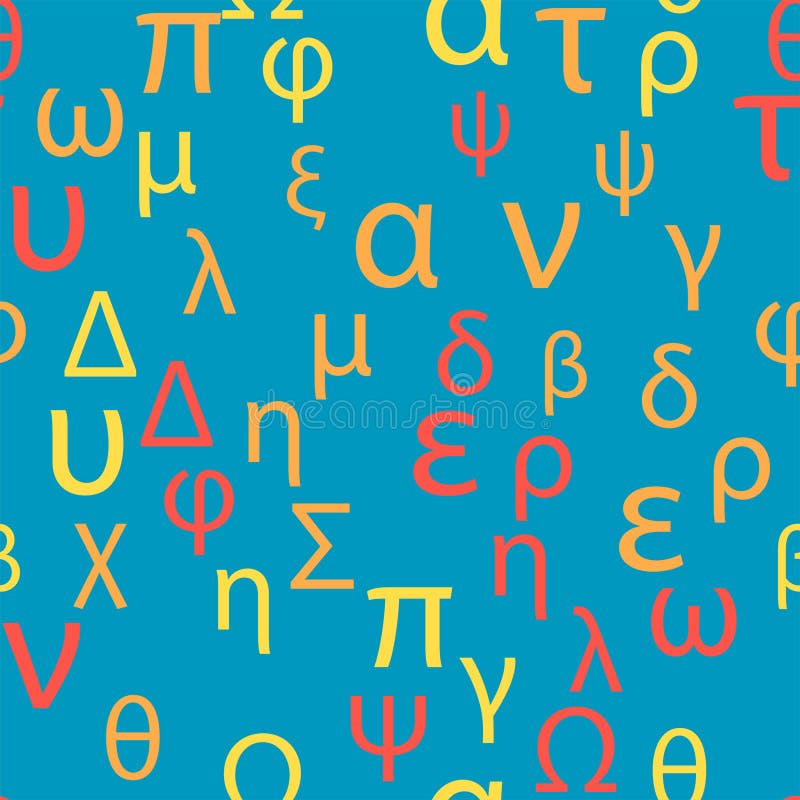Seamless Pattern Letters and Symbols of the Greek Alphabet. Bright ...