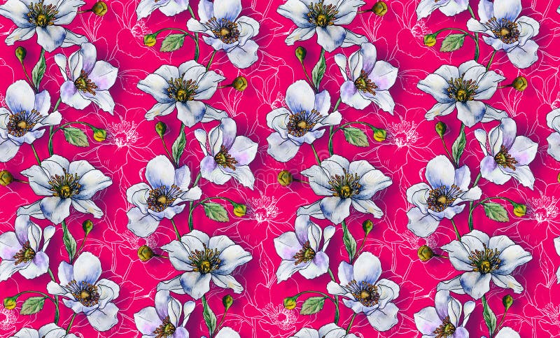 Seamless Pattern, Light Flowers on a Light Background, Wallpaper Stock ...