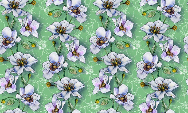 Seamless Pattern, Light Flowers on a Light Background, Wallpaper Stock ...