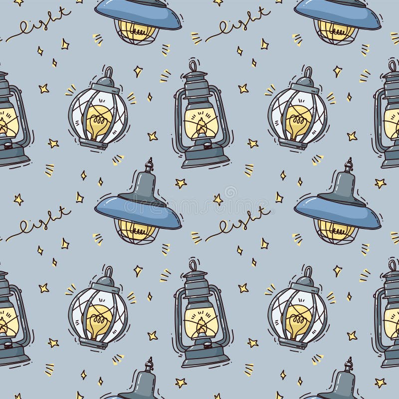 Seamless Pattern with Light Lamps Stock Vector - Illustration of ...