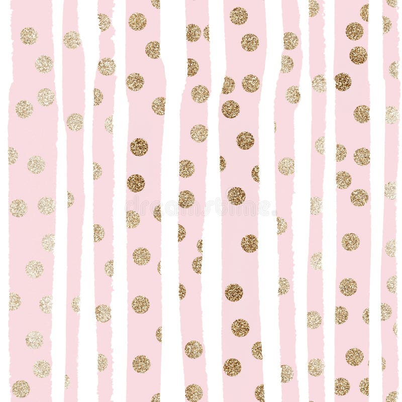 Seamless Pattern Light Pink Color Stripes and Gold Circles in Grunge ...