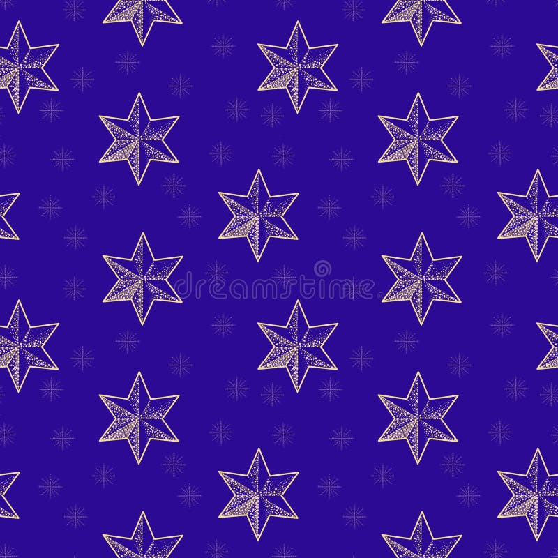 Seamless Pattern, Light Stars on Dark Blue Background Square Pattern ...