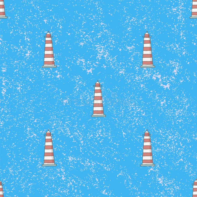 Seamless Pattern Lighthouses Background. Stock Vector - Illustration of ...