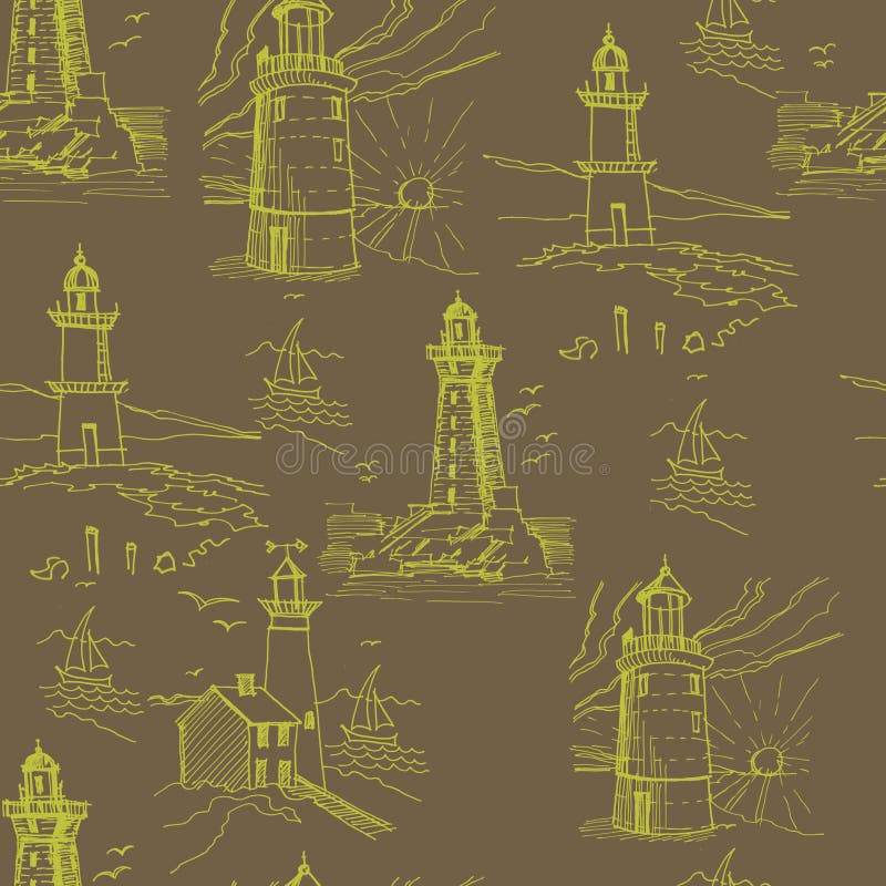 Lighthouses Seamless Background Stock Illustrations – 252 Lighthouses ...
