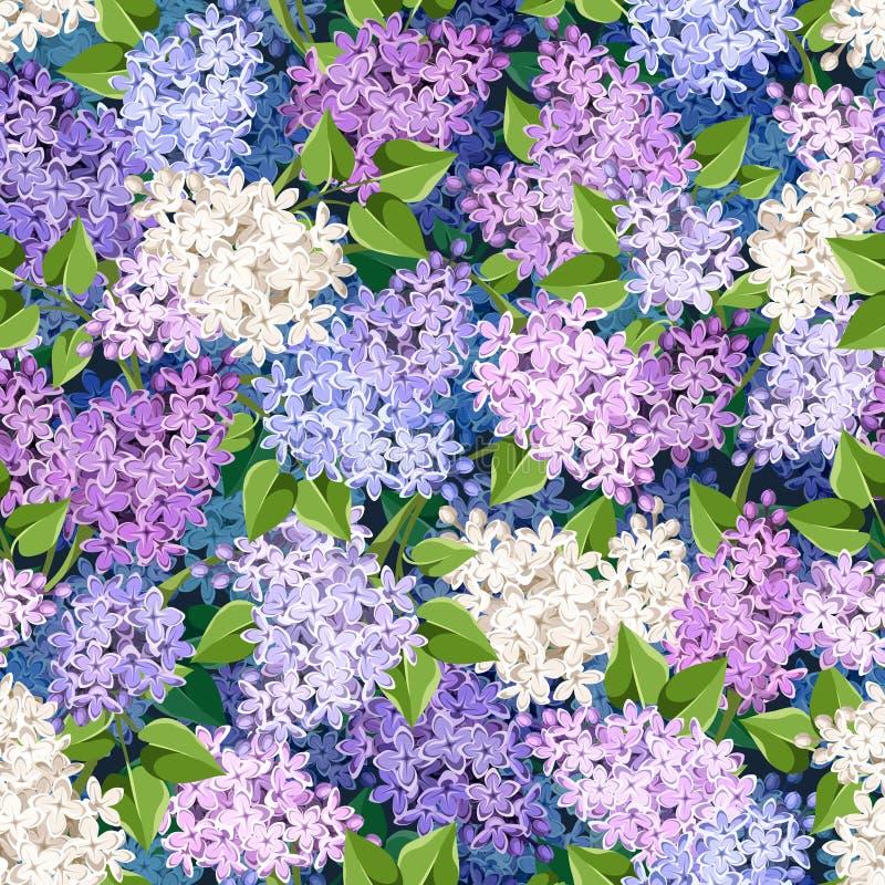 Seamless Pattern with Lilac Flowers. Vector Floral Print Stock ...