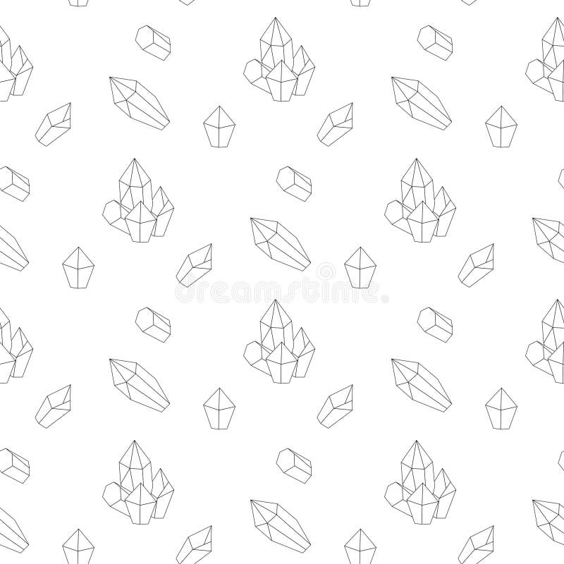 Seamless Pattern, Line Art, Crystals Stones Ocultism Magic Stock ...