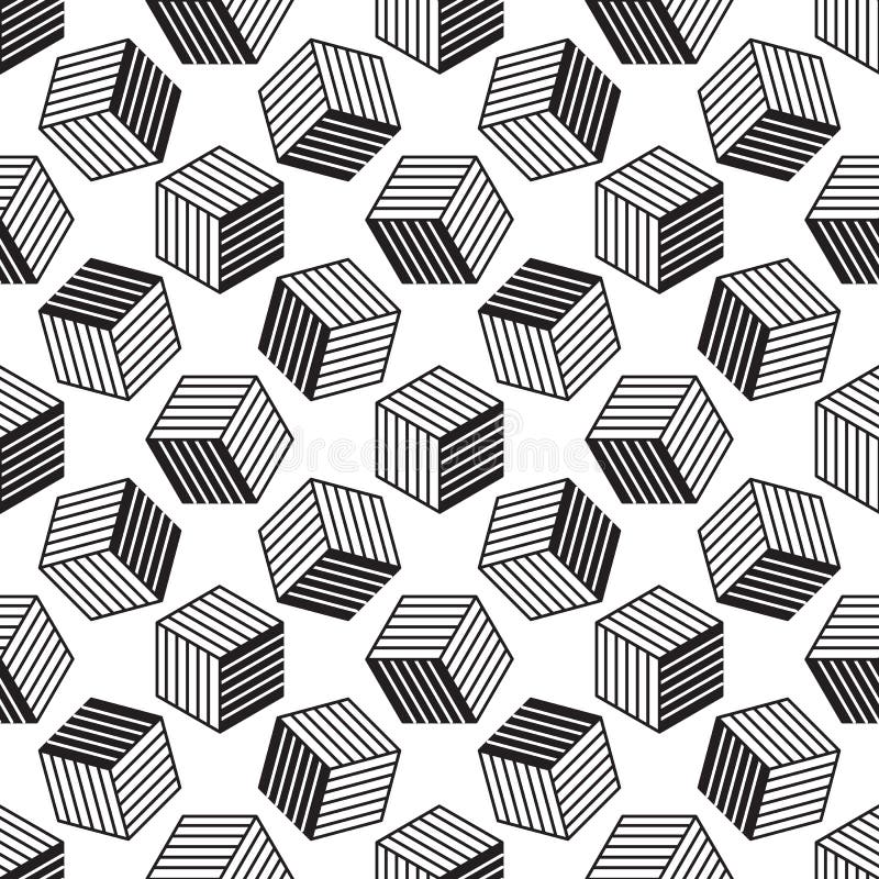 Seamless Pattern with Line Style Isometric Cubes Stock Vector ...