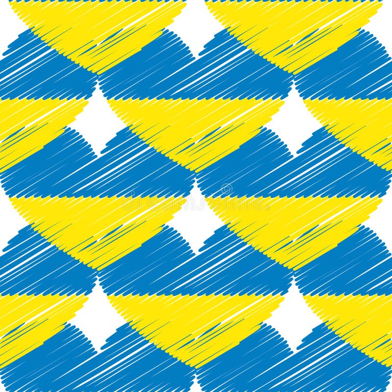 Seamless Pattern Line Ukraine Flag. Thin Outline National Background ...