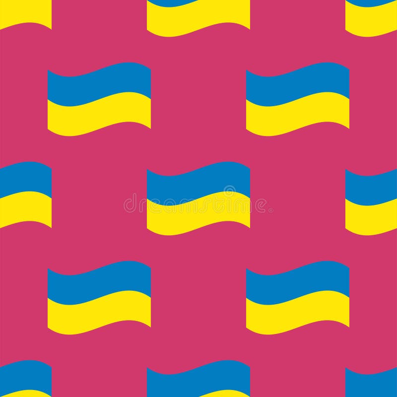 Seamless Pattern Line Ukraine Flag. Thin Outline National Background ...