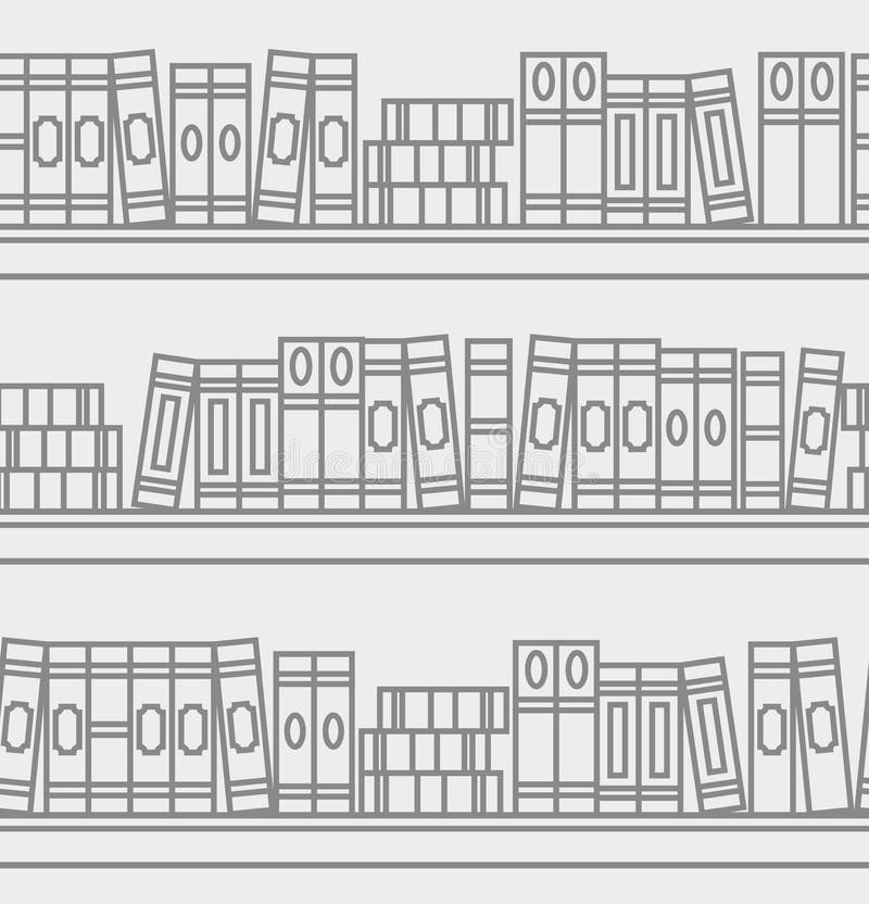 Seamless Pattern with Linear Books on a Bookshelf. Stock Vector ...