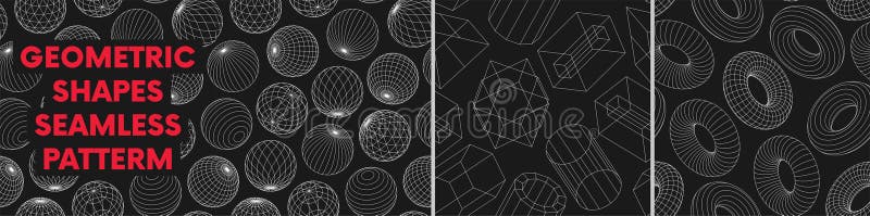 Seamless Pattern with Linear Form Geometric Shapes, Strange Wireframes ...