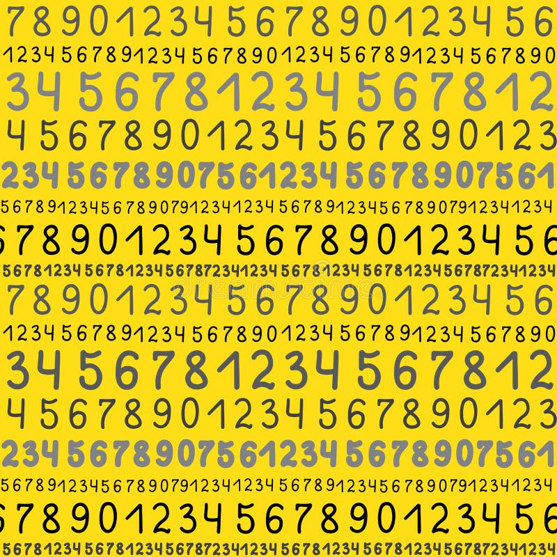 Seamless Pattern with Lined Up Numbers on Yellow Background Stock ...
