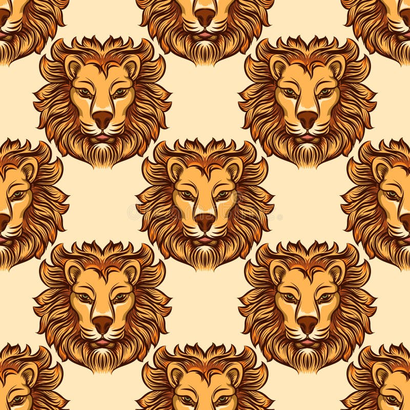 Seamless pattern with lion stock vector. Illustration of greeting ...