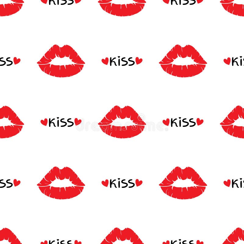 Seamless Pattern. Lips. Kiss. Imprint. Wallpaper. Vector Illustration ...