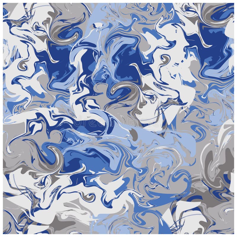 Seamless Pattern with Liquid Effect Blue and Beige Colors Stock Vector ...