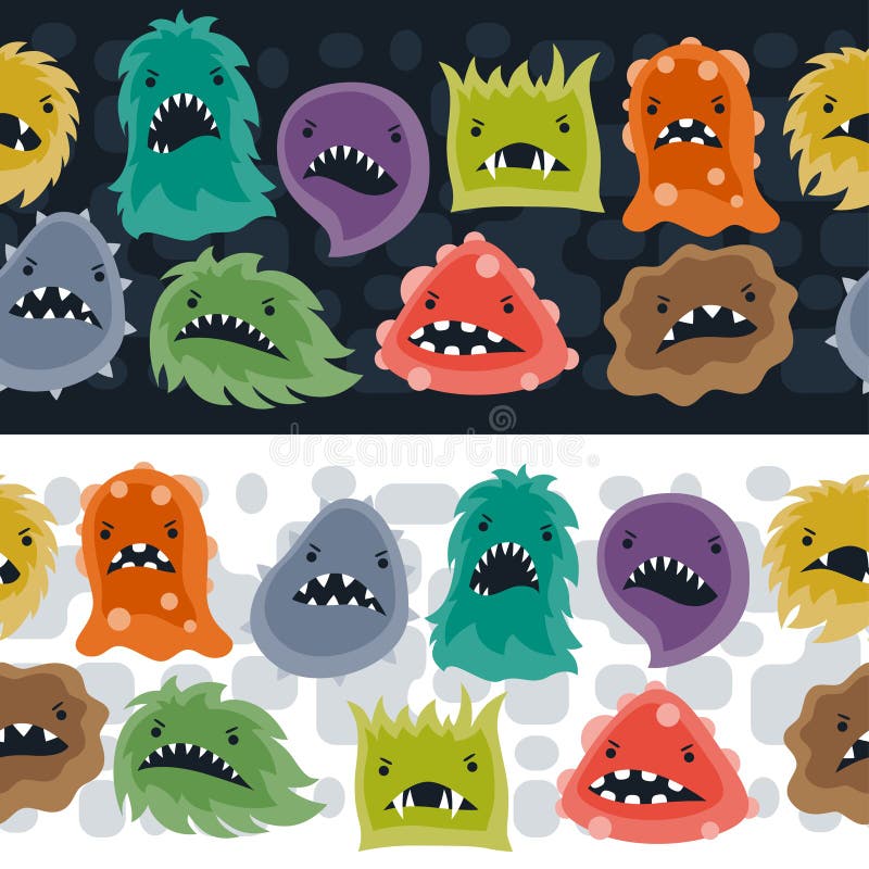 Seamless Pattern with Little Angry Viruses and Stock Vector ...