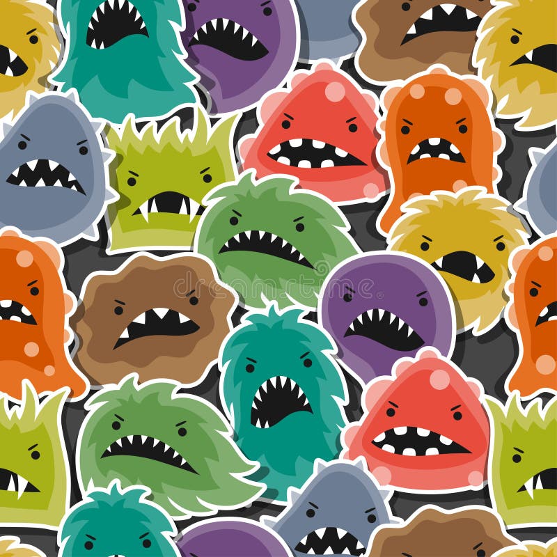 Seamless Pattern with Little Angry Viruses and Stock Vector ...