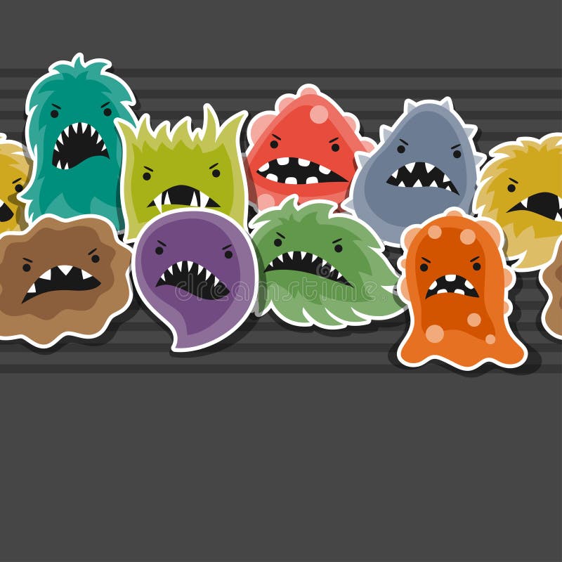 Seamless Pattern with Little Angry Viruses and Stock Vector ...