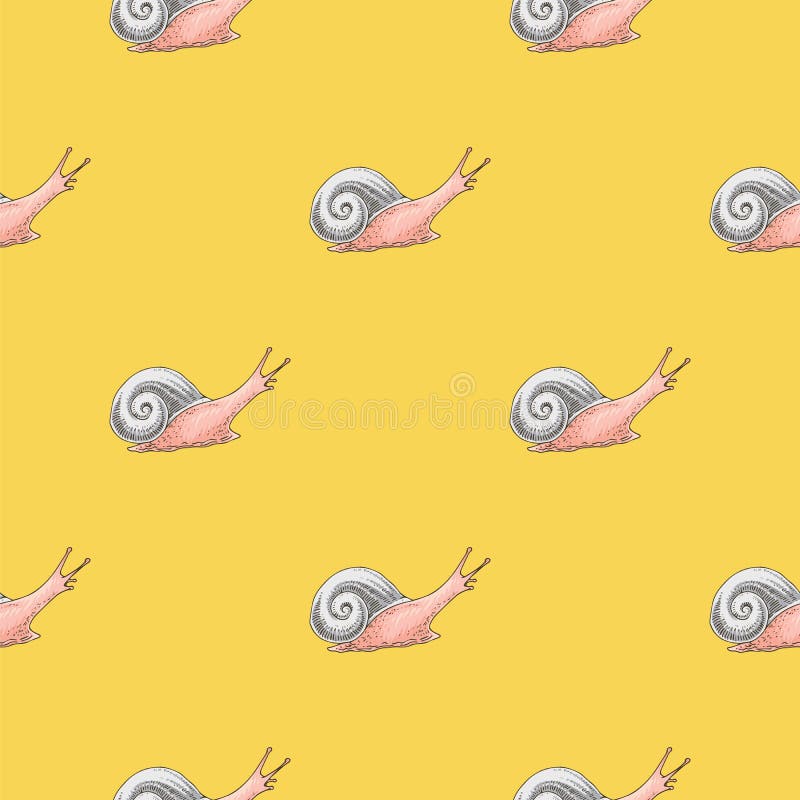 Seamless Pattern with Little Pink Snails Stock Vector - Illustration of ...