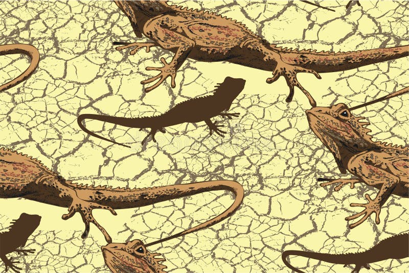 Seamless Pattern of Lizard. Engraved Style Stock Vector - Illustration ...