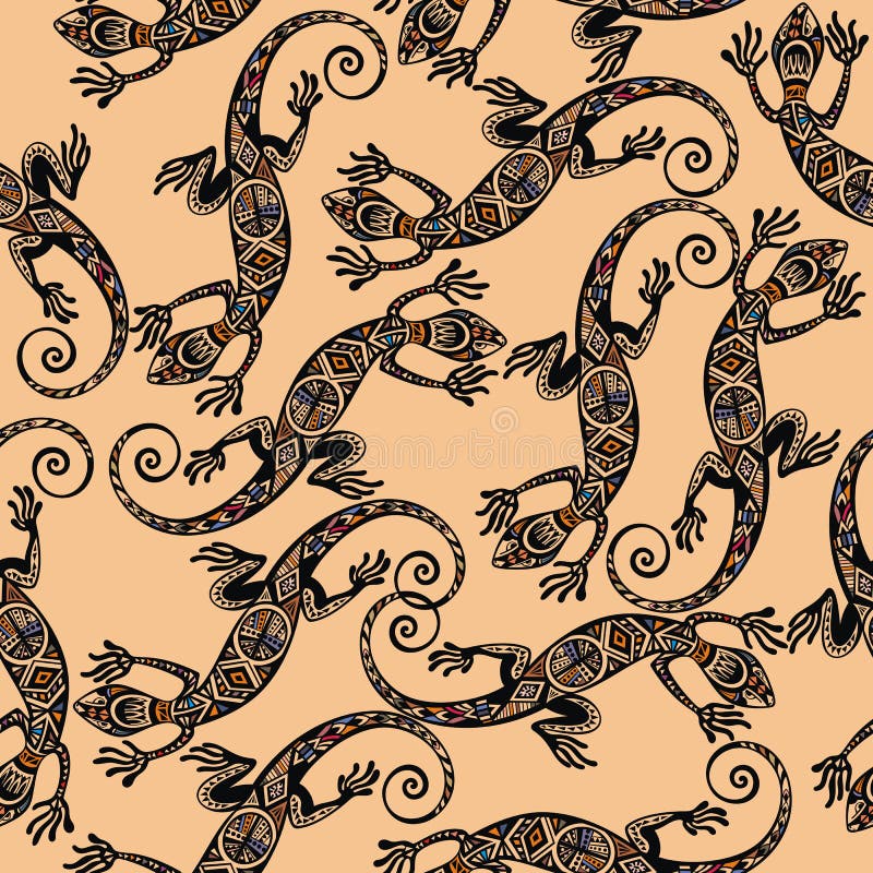 Seamless Pattern with Lizard Stock Vector - Illustration of animal ...