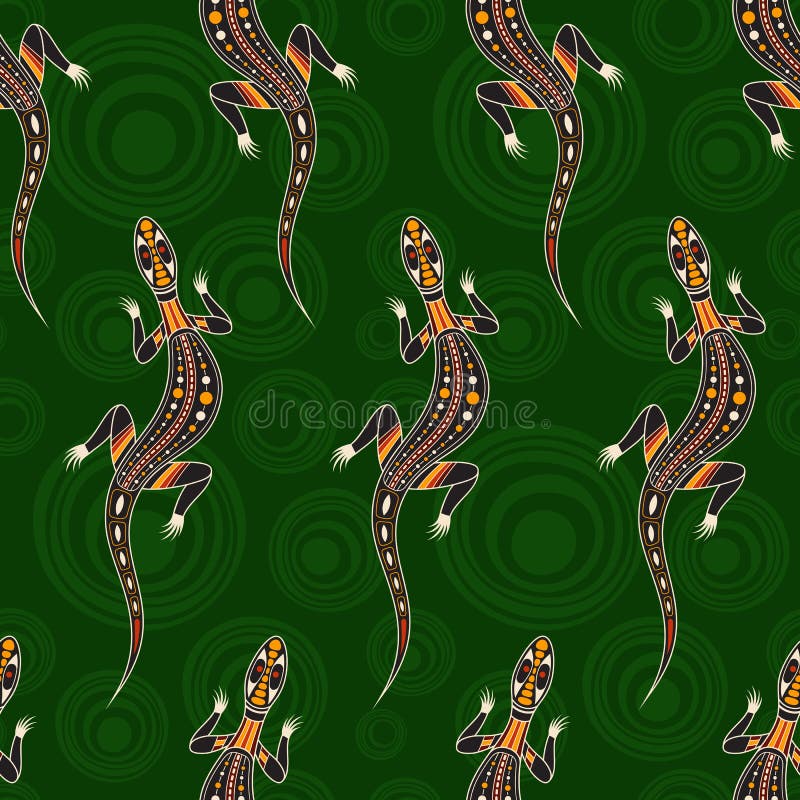 Seamless Pattern of Lizards. Australian Art Stock Vector - Illustration ...