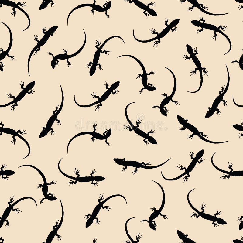 Seamless Lizard Pattern Hand Drawn Black And White Design Element Stock ...