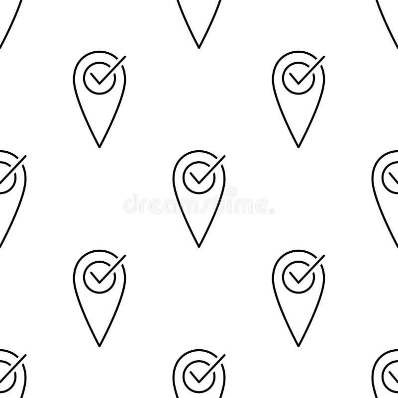 Seamless Pattern, Location Pin and Check Mark. GPS Navigator Pointer ...