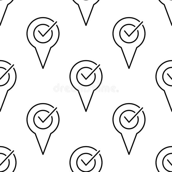 Seamless Pattern, Location Pin and Check Mark. GPS Navigator Pointer ...