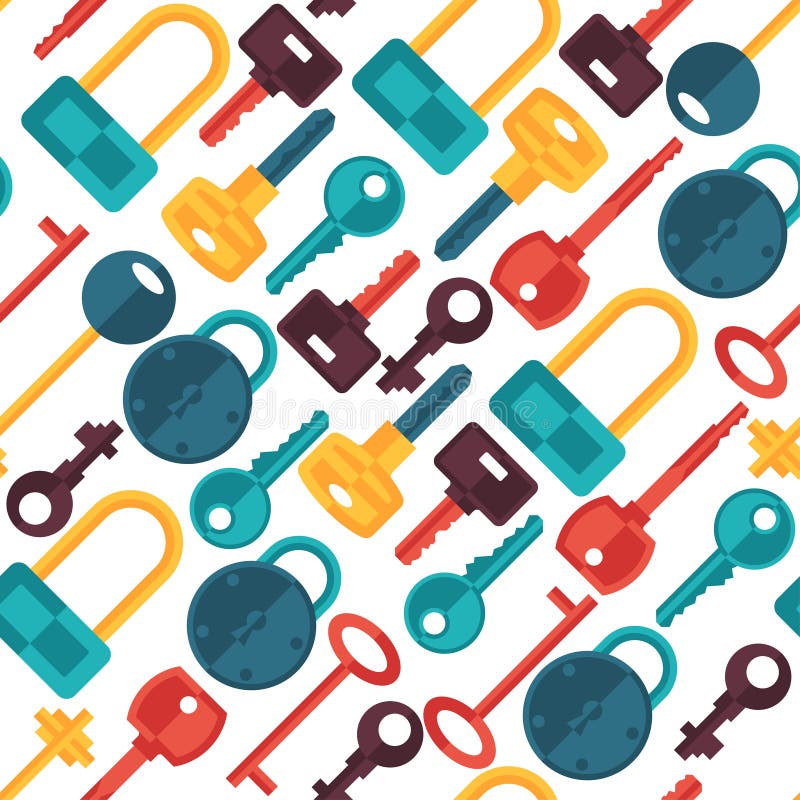 Seamless Pattern with Locks and Keys Icons Stock Vector - Illustration ...