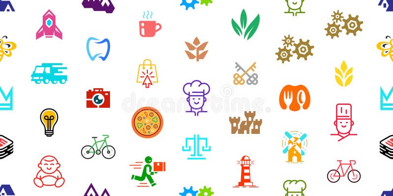 Seamless Pattern with Logos Stock Vector - Illustration of arrow ...