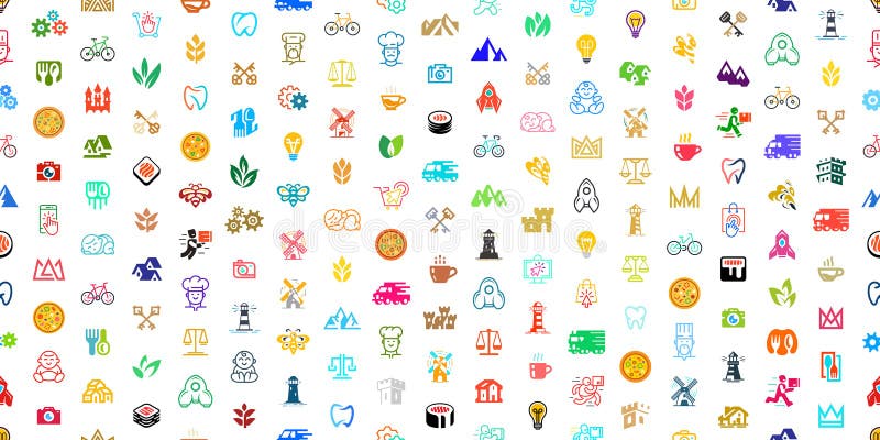 Seamless Pattern with Logos Stock Vector - Illustration of social ...