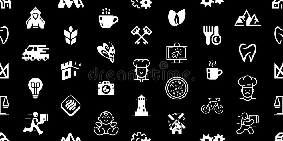 Seamless Pattern with Logos Stock Vector - Illustration of geometric ...