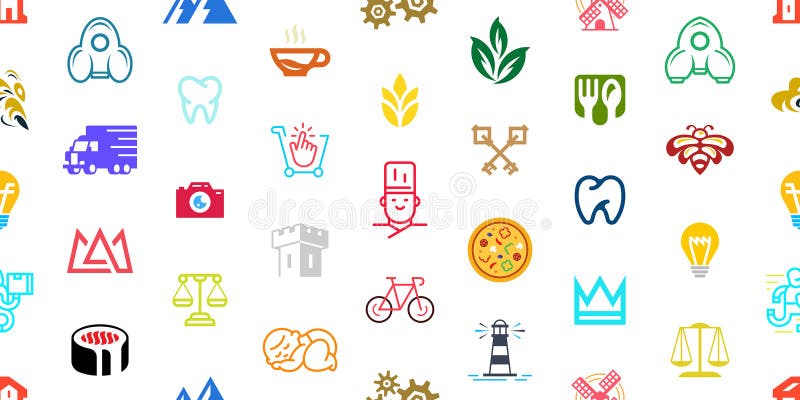 Seamless Pattern with Logos Stock Vector - Illustration of brand, icon ...