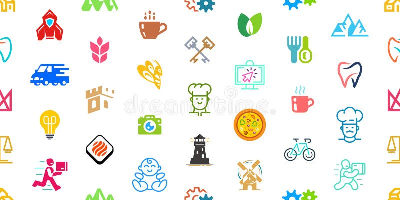 Seamless Pattern with Logos Stock Vector - Illustration of social, blue ...