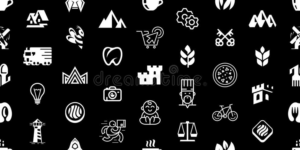 Seamless Pattern with Logos Stock Vector - Illustration of seamless ...
