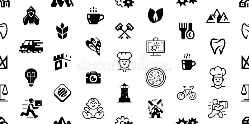 Seamless Pattern with Logos Stock Vector - Illustration of icon, emblem ...