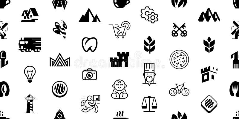 Seamless Pattern with Logos Stock Vector - Illustration of concept ...