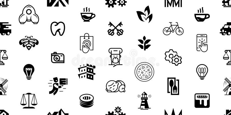 Seamless Pattern with Logos Stock Vector - Illustration of emblem ...