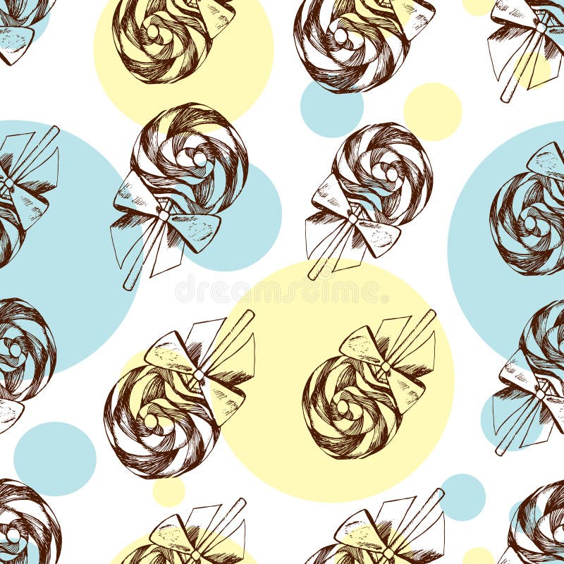 Seamless Pattern of Lollipop, Candy, Fun, Cute. Stock Illustration ...