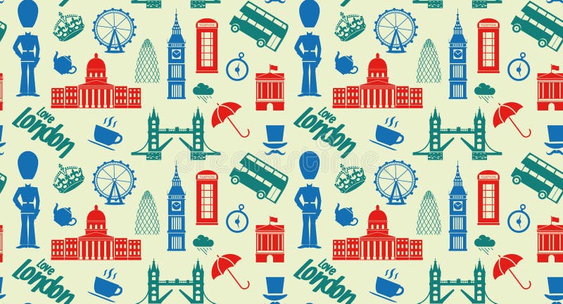 Seamless Pattern with London England Symbols and Landmarks Editorial ...
