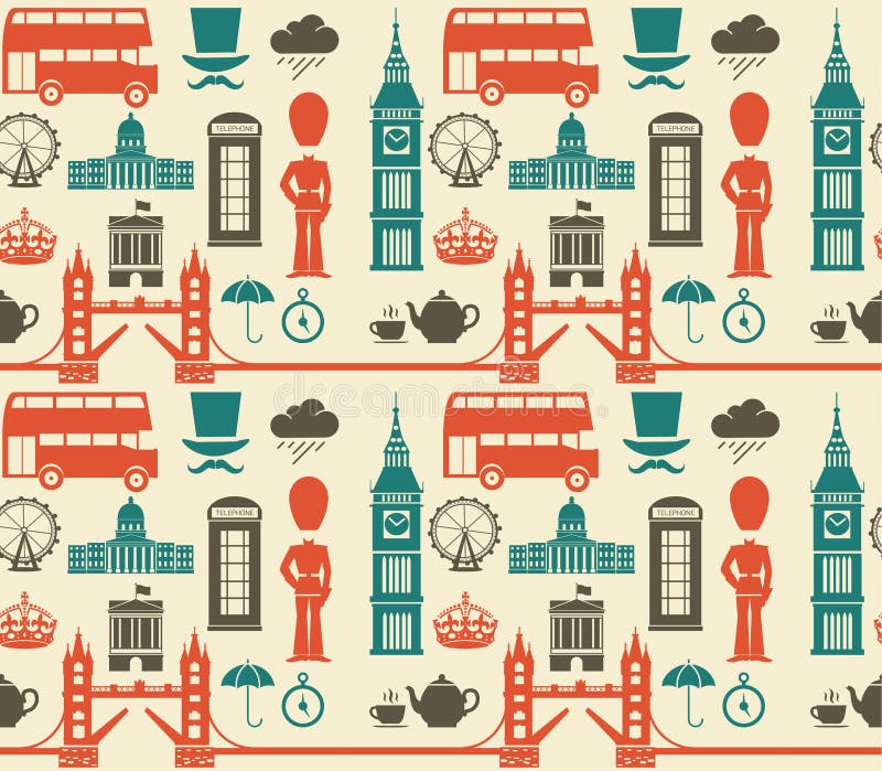 Seamless Pattern with London England Symbols and Landmarks. Stock ...
