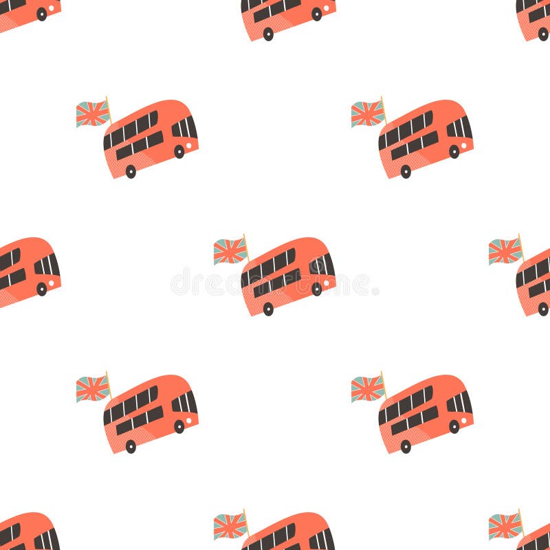 Seamless Pattern with London Double-decker Buses Stock Vector ...
